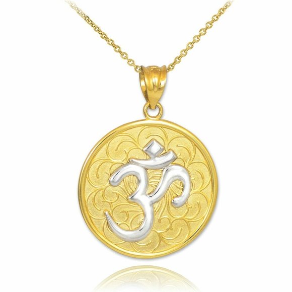Element Shine | Jewelry | 4k Solid Real Gold Ohm Om Medallion Pendant ...